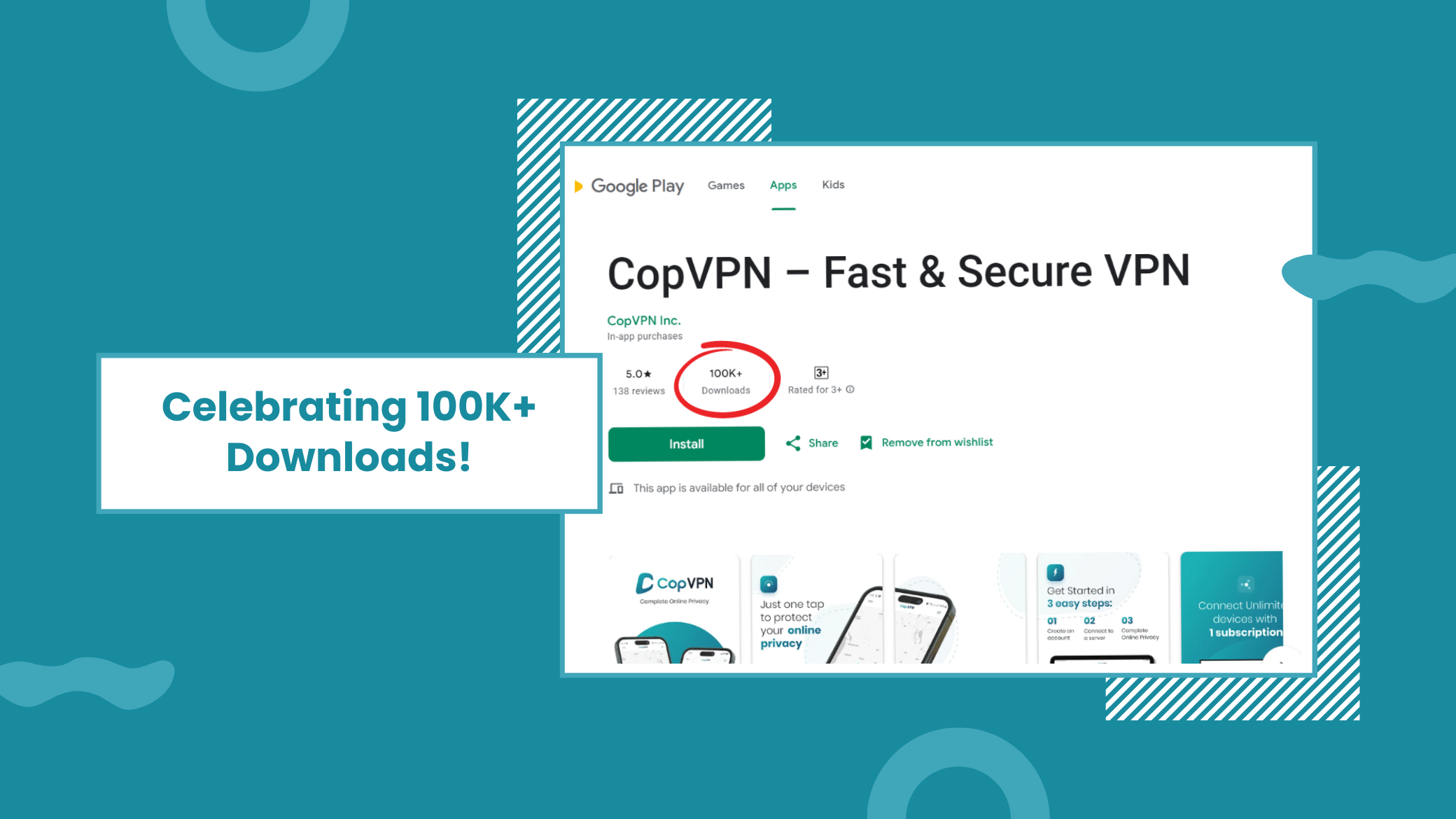 CopVPN Android App Hits 100K+ Downloads – A Major Milestone